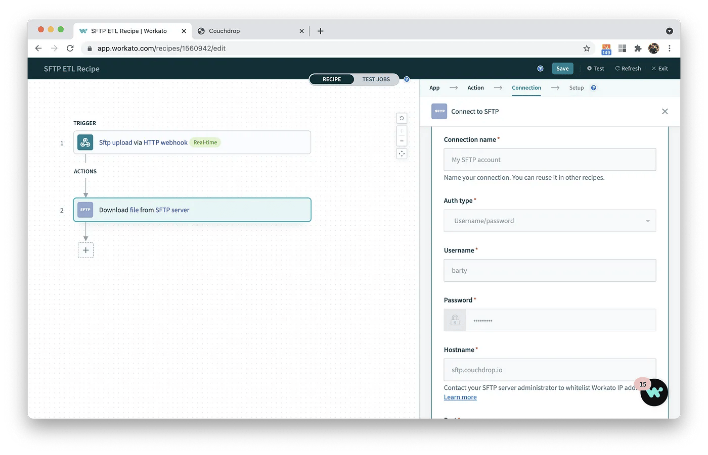 How to Configure SFTP ETL Workflows with Workato and Couchdrop